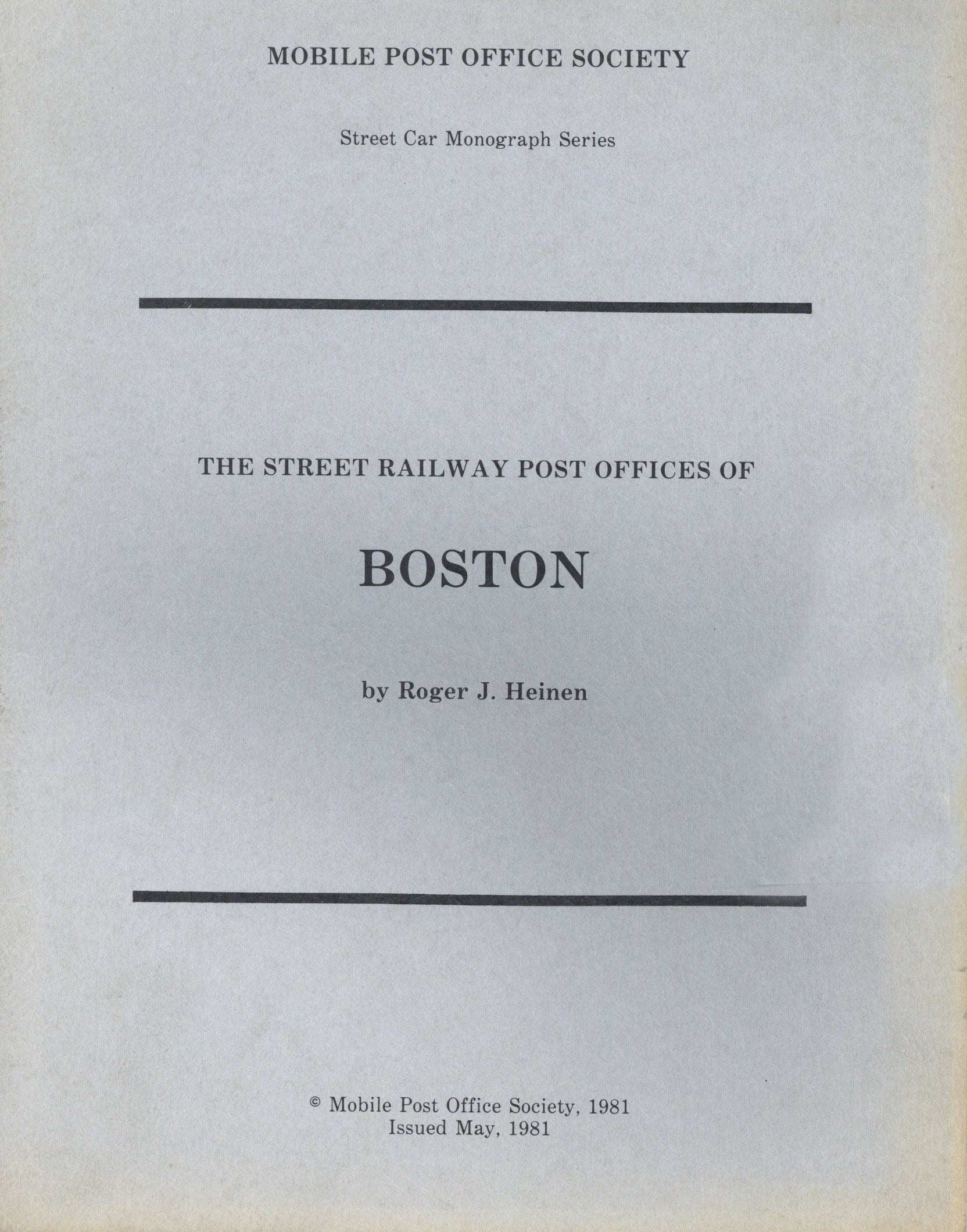 The Street Railway Post Offices Of Boston – Subway Stamp Shop Inc