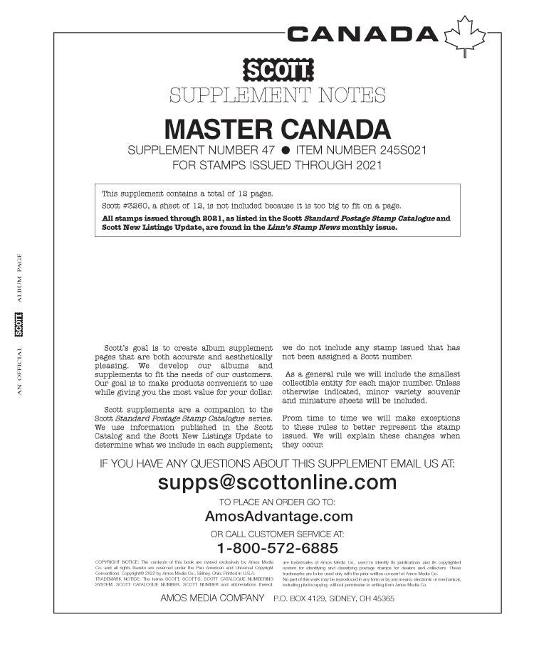 Scott Master Canada 2021 #47 – Subway Stamp Shop Inc